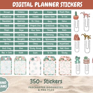 Tropical Stickers for DIGITAL PLANNER PNG Goodnotes Summer Beach ...