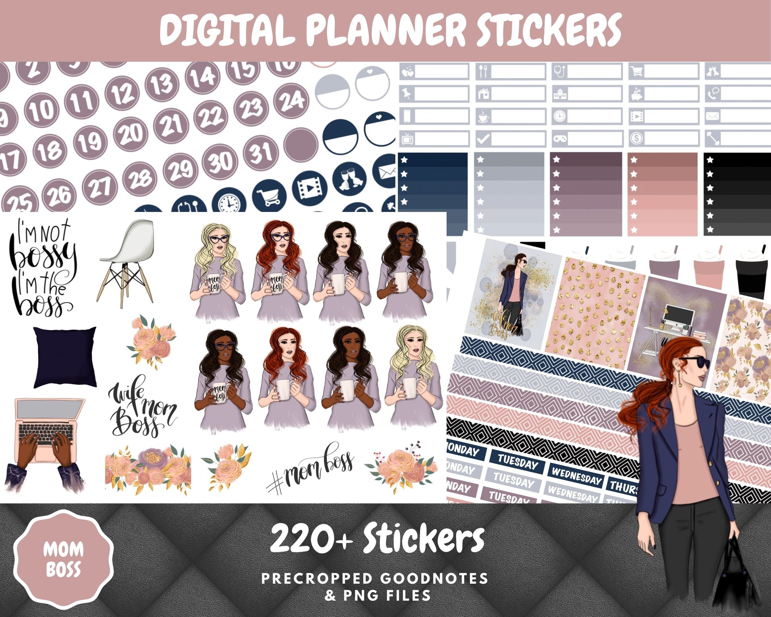 Boss Mom Weekly Planner Bundle Pre-cropped Goodnotes & PNG | Etsy