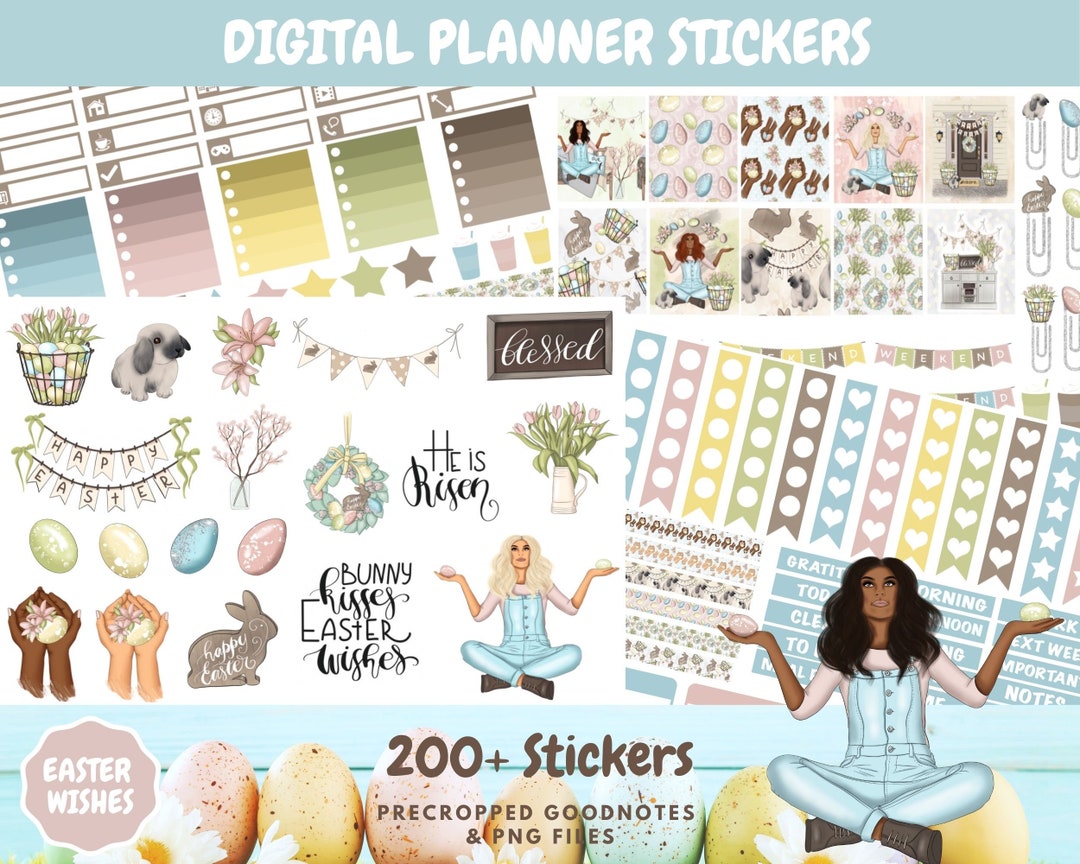 Easter Digital Sticker Bundle | Goodnotes & iPad | April, Calendar ...