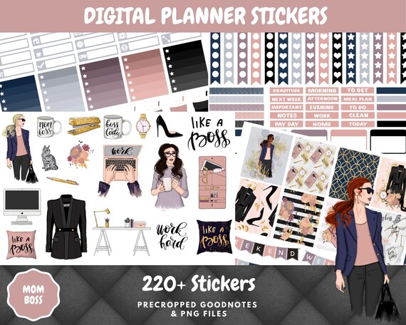 Boss Mom Weekly Planner Bundle Pre-cropped Goodnotes & PNG | Etsy