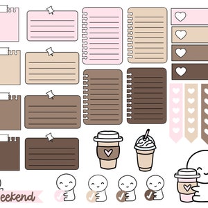 Coffee Emoticon Digital Planner Sticker Set Bullet Journal Washi Tape ...