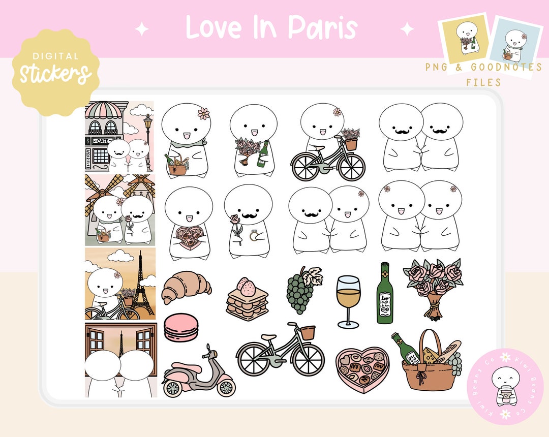 Valentines Doodles, Emoticon Sticker, Love in Paris Weekly Planner Kit ...