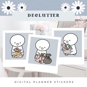 Declutter Digital Stickers, Cute Character Doodle Emoticon Icons ...