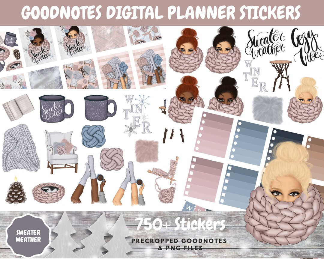 Winter Stickers, Digital Stickers, Planner Stickers, Precropped ...