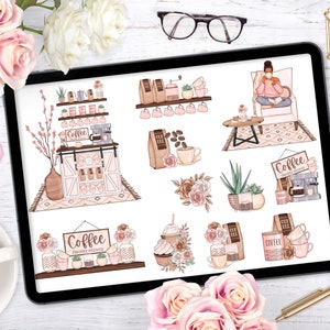 Coffee Digital Planner Stickers for Goodnotes Cozy Farmhouse - Etsy