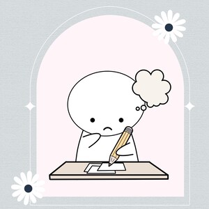 Thinking Mood Emoti Sticker, Confused Emoticon Doodle, Cute Character ...