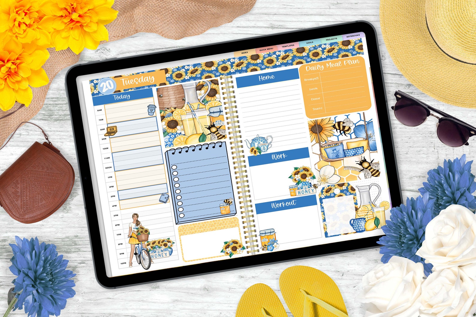 July Sunflower Stickers for DIGITAL PLANNER PNG Goodnotes - Etsy