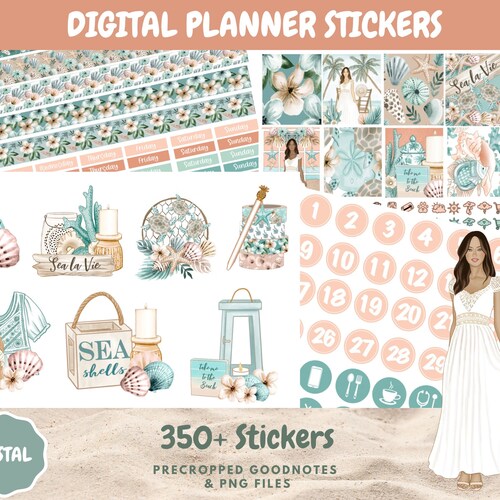 August Digital Planner Stickers Summer Sticker Kit - Etsy
