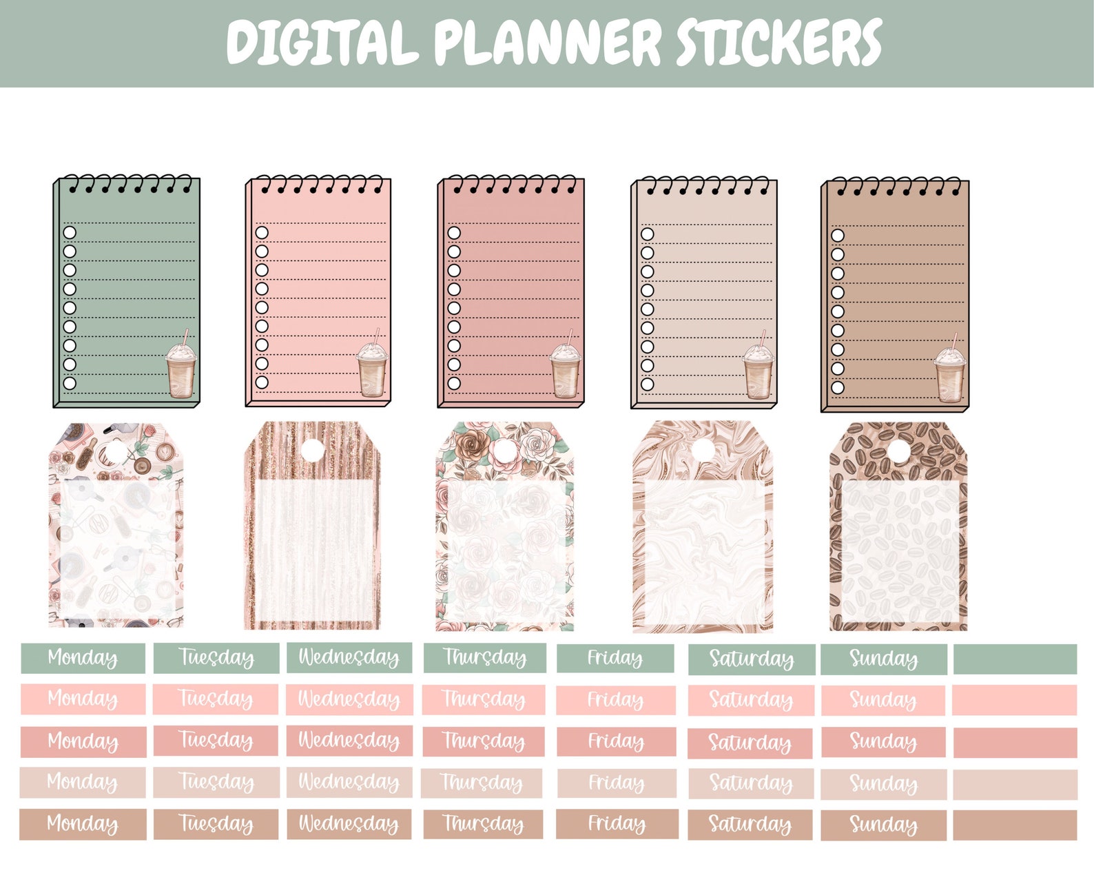 Coffee Digital Planner Stickers for Goodnotes Cozy Farmhouse - Etsy