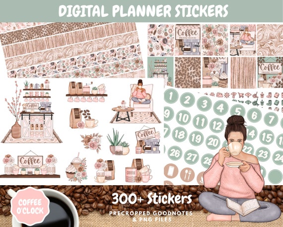Coffee Digital Planner Stickers for Goodnotes Cozy Farmhouse - Etsy