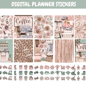 Coffee Digital Planner Stickers for Goodnotes, Cozy Farmhouse Digital ...