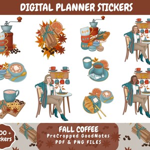 September Coffee Digital Planner Stickers for Goodnotes Cozy - Etsy