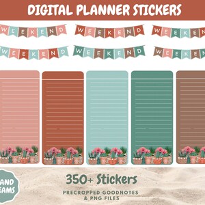 Tropical Stickers for DIGITAL PLANNER PNG Goodnotes Summer Beach ...