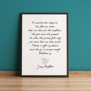 Jimmy Buffett Bubbles up Wall Art, Parrothead Gift, Fins Up ...