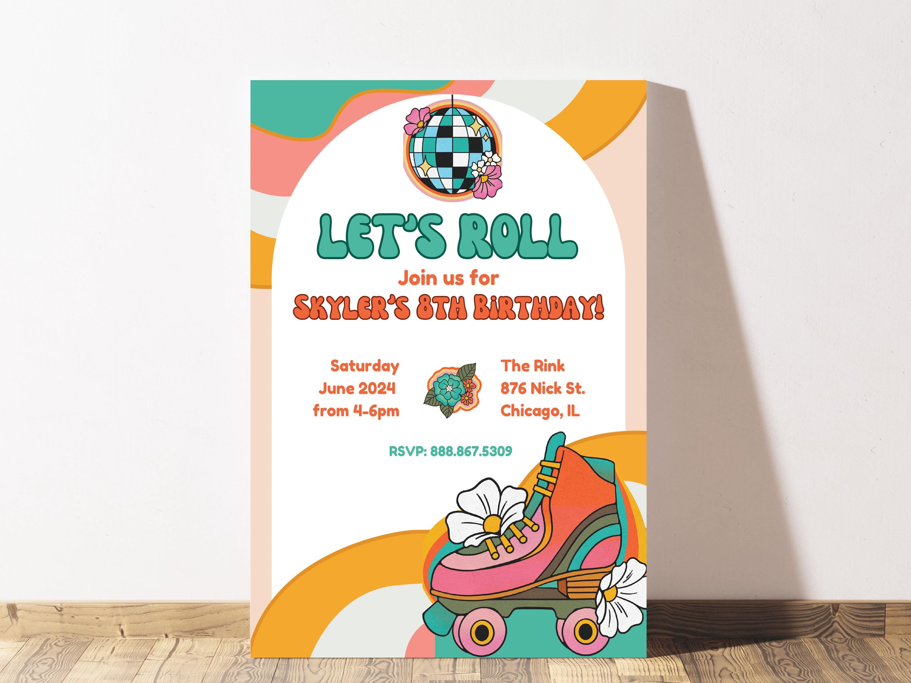 Let's Roll Birthday Invitation, Digital Invite, Editable Canva ...