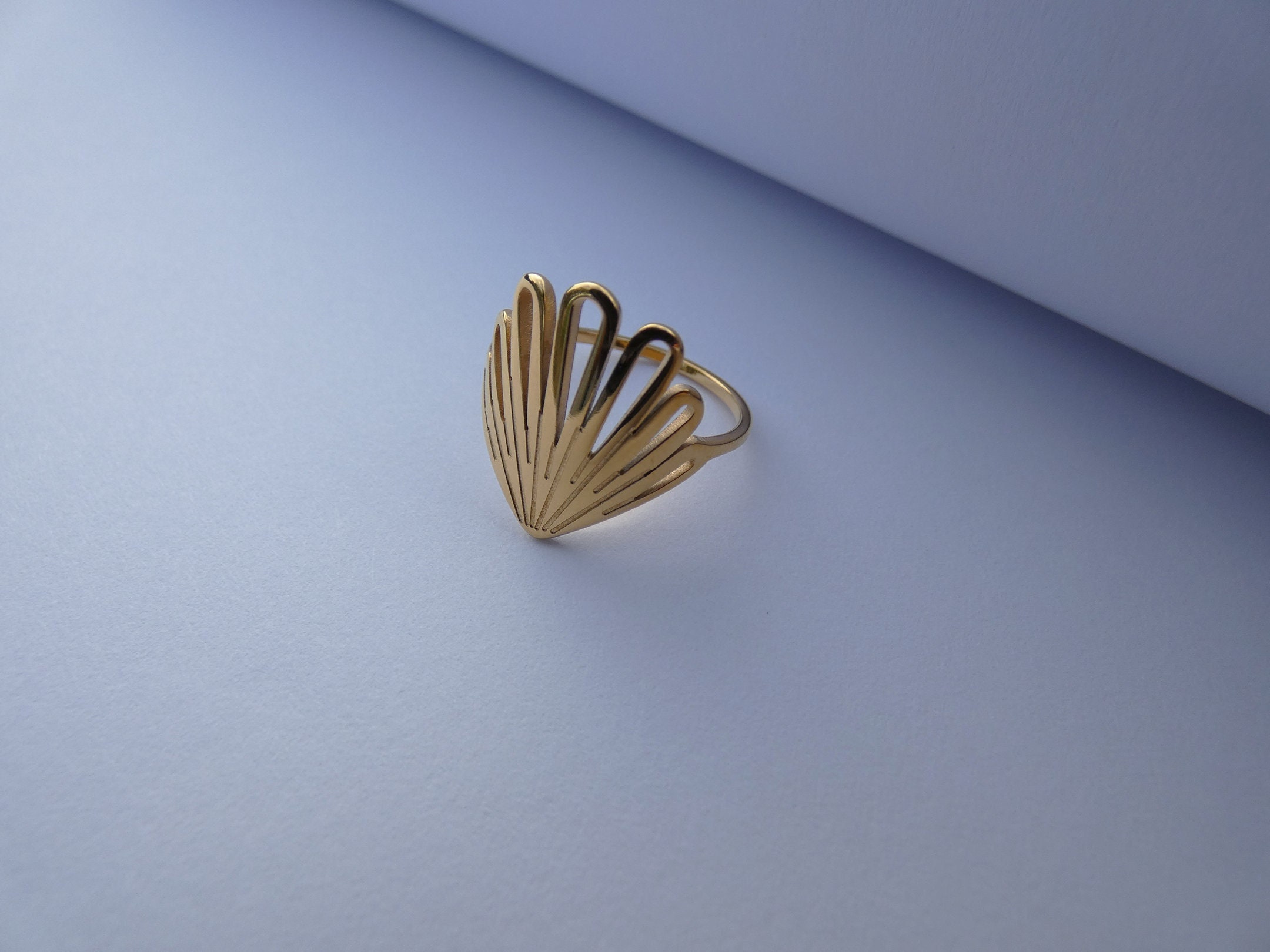 Fan Ring 18k Gold Filled Ring Statement Ring Signet Ring - Etsy