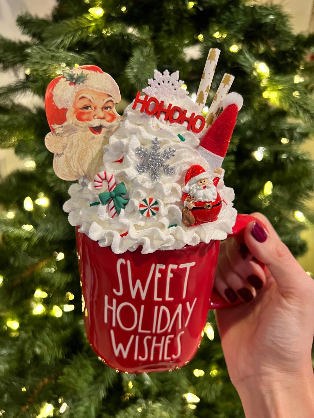 Tis the Season Vintage Santa Faux Whip Cream Mug Topper - Etsy