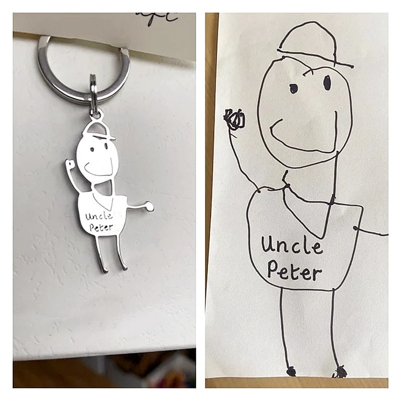 Kids Drawing Keychain - Etsy