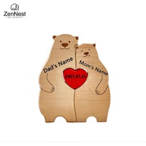 Wooden Bear Family Dog Person Animal Figurines Family Keepsake Gifts ...