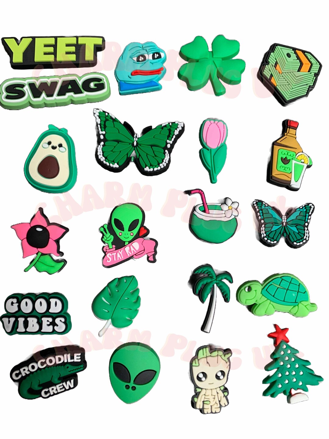 Green Clog Charms Set Sun Charm Signs Symbols Phrases Shoe Charm Sign ...