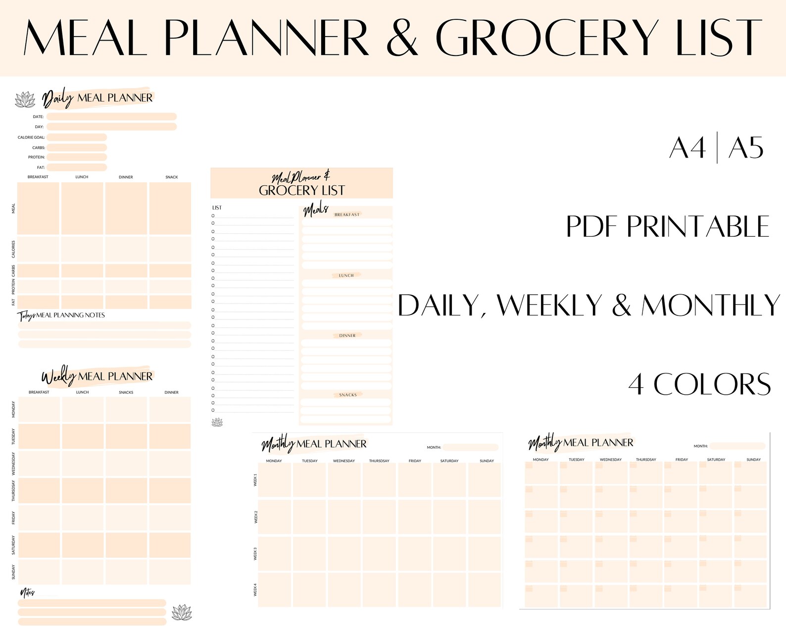 Meal Planner & Grocery List - Etsy