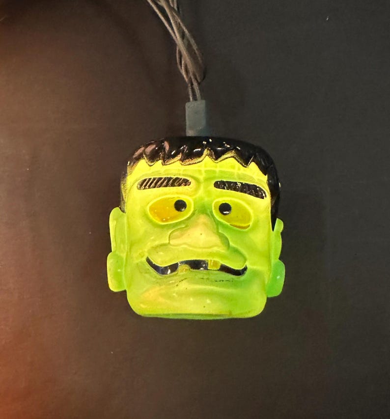 Vintage Halloween String Lights Vintage Skull, Ghost, Frankenstein and ...