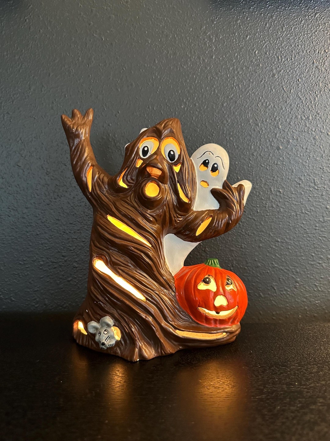 Vintage Halloween Decoration - Lighted Ceramic Tree - Haunted Spooky ...