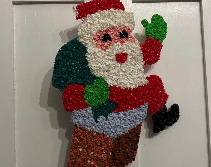 Vintage 1970s Melted Plastic Popcorn Santa Christmas Decoration - Etsy