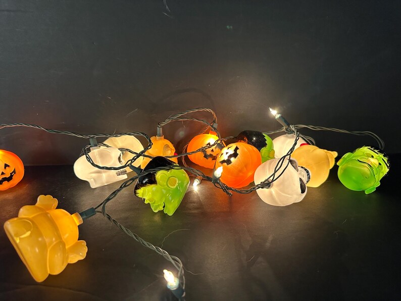 Vintage Halloween String Lights Vintage Skull, Ghost, Frankenstein and ...