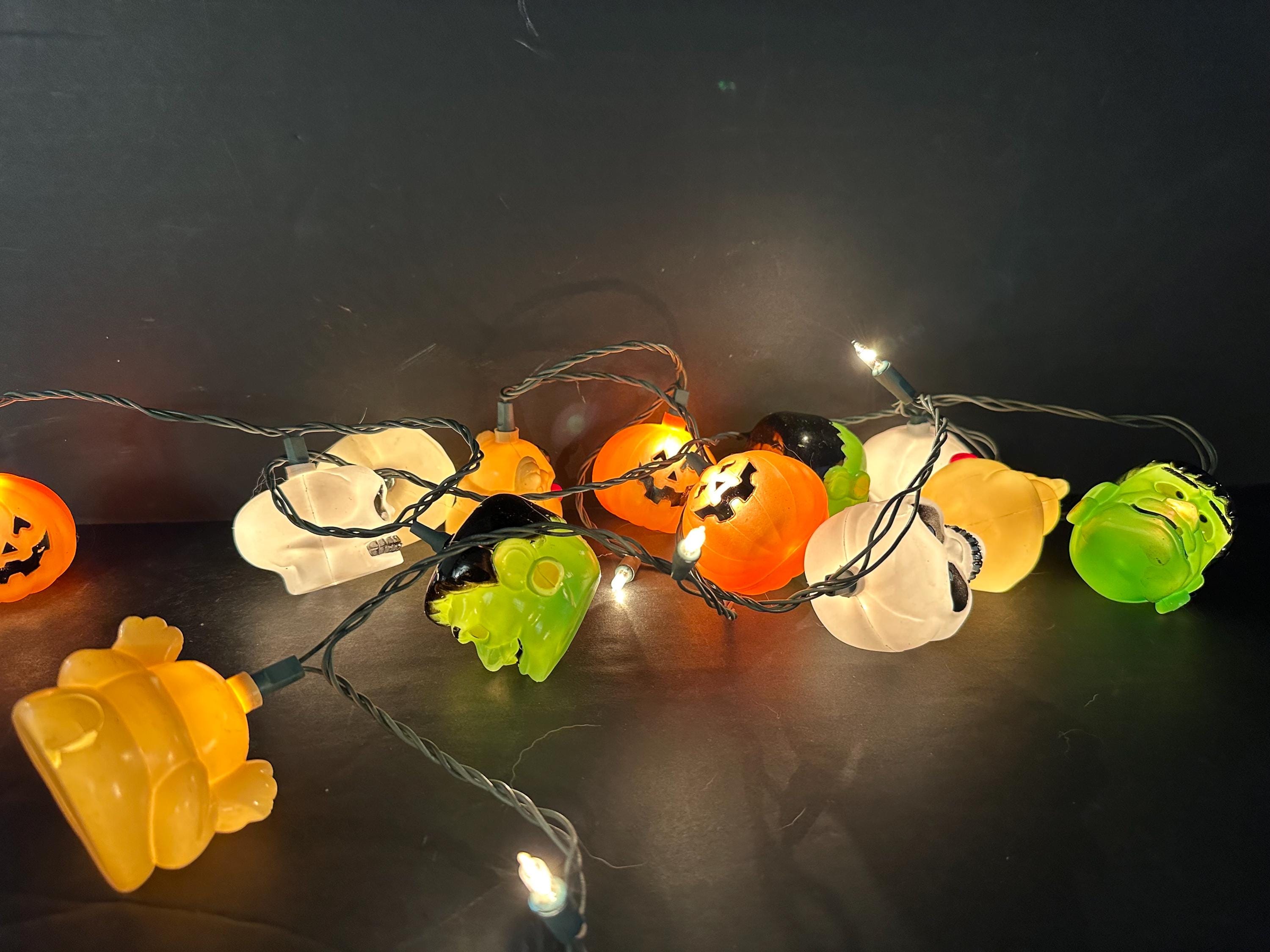 Vintage Halloween String Lights Vintage Skull, Ghost, Frankenstein and ...