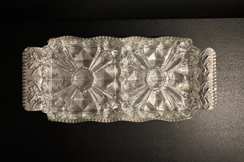 Vintage Clear Crystal Relish Tray - Design Square - Vintage Glassware ...