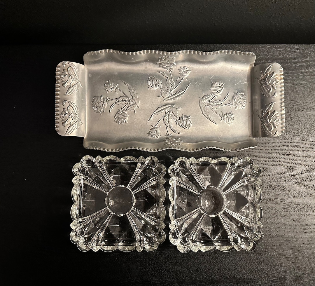 Vintage Clear Crystal Relish Tray - Design Square - Vintage Glassware ...