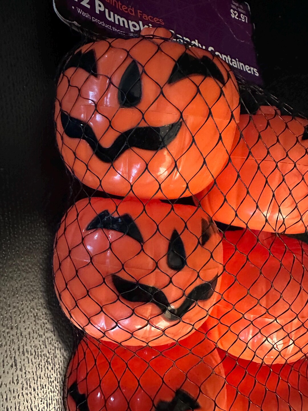 Vintage Halloween Pumpkin Plastic Candy Containers - Pack of 12 - NOS ...