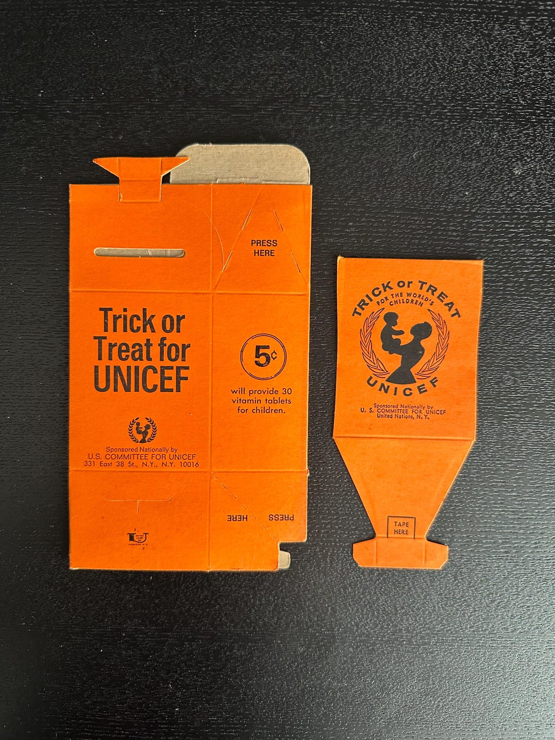Vintage UNICEF Halloween Trick or Treat Box - Unfolded - Etsy