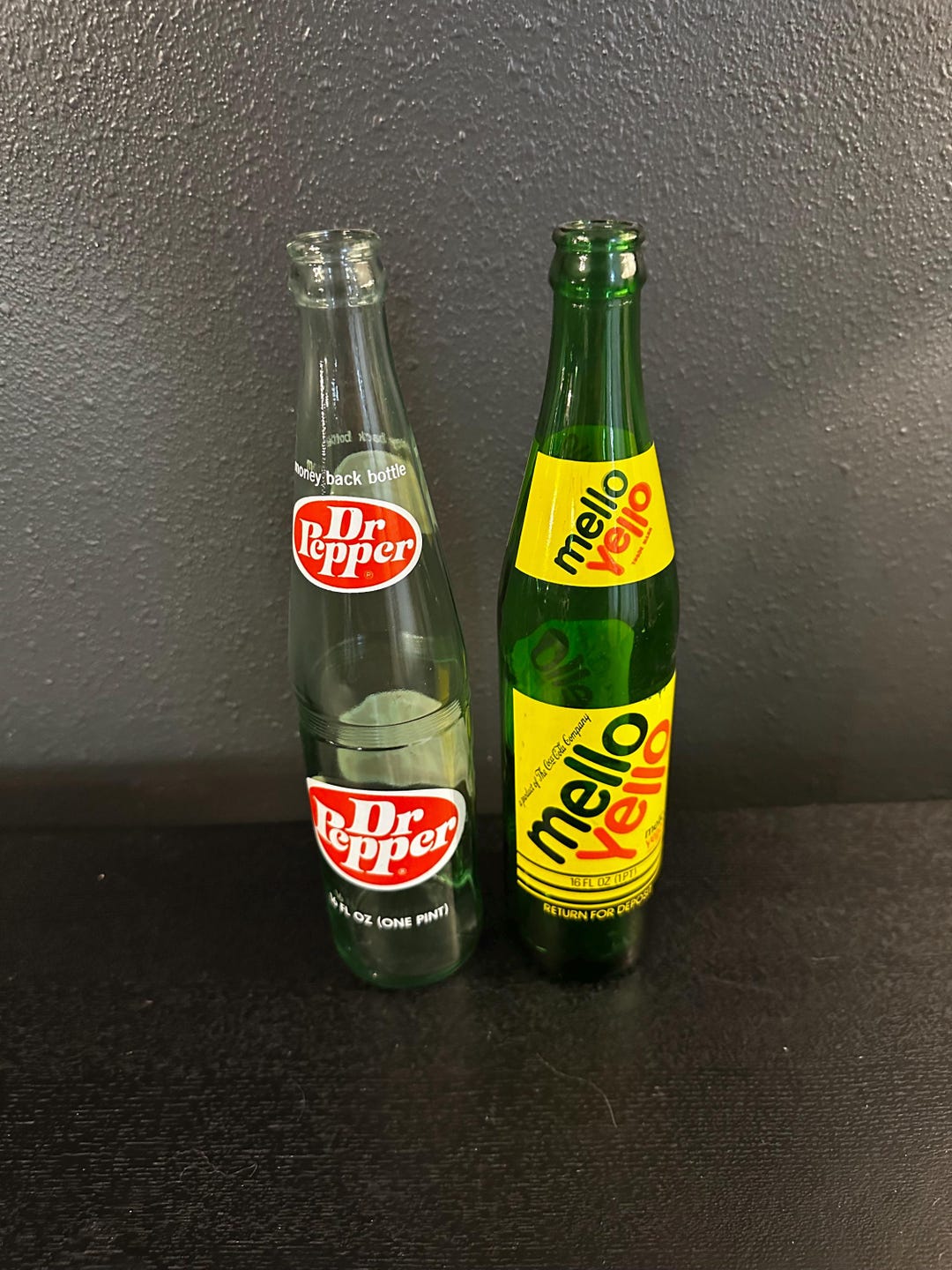 Vintage Soda Bottles - Vintage Soft Drink Bottles - Vintage Glass Decor - Vintage Mellow Yellow ...