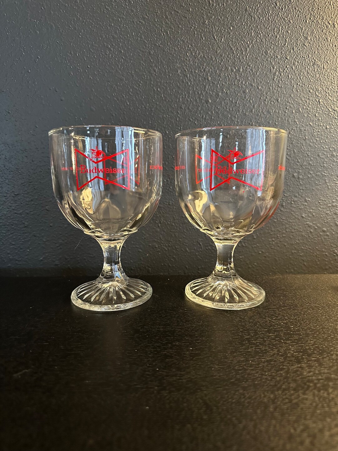 Vintage Budweiser Glasses Lot of Two Vintage Budweiser Beer Stem Glass ...