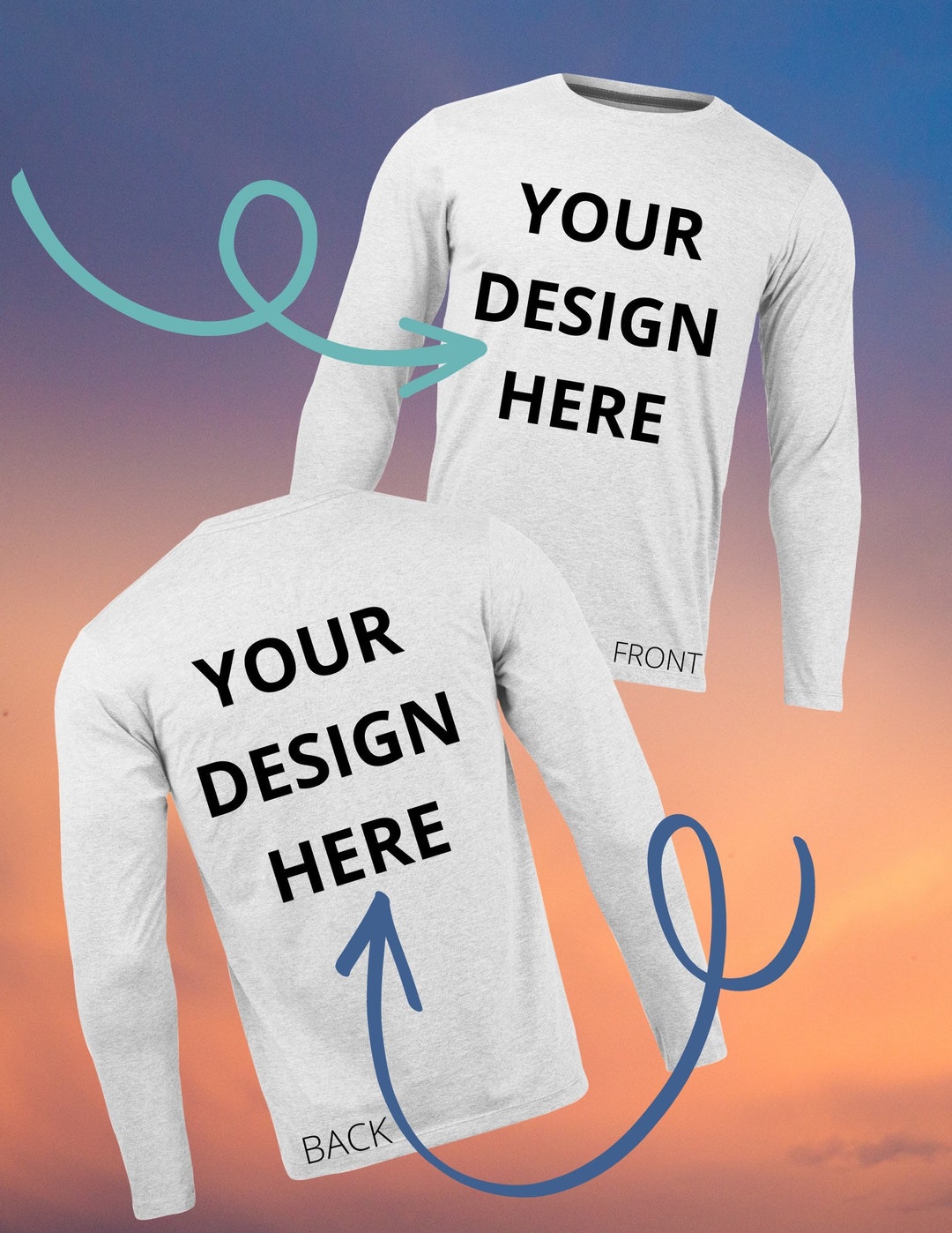 Custom Long Sleeve Shirt Designs (front or Back Design Only) - Etsy