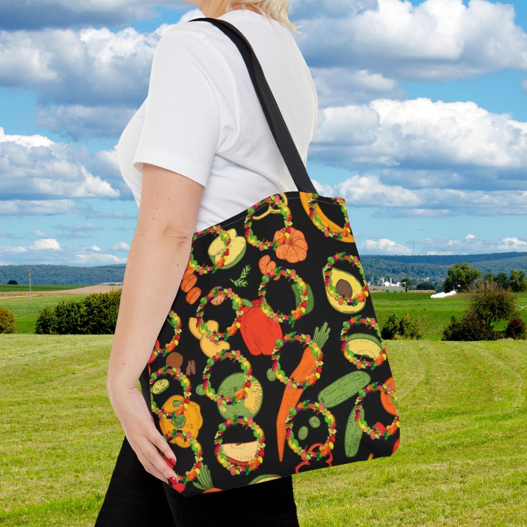 Fruit and Veggie Tote Bag, Pattern Tote Bag, Gift for Fruit Lover ...