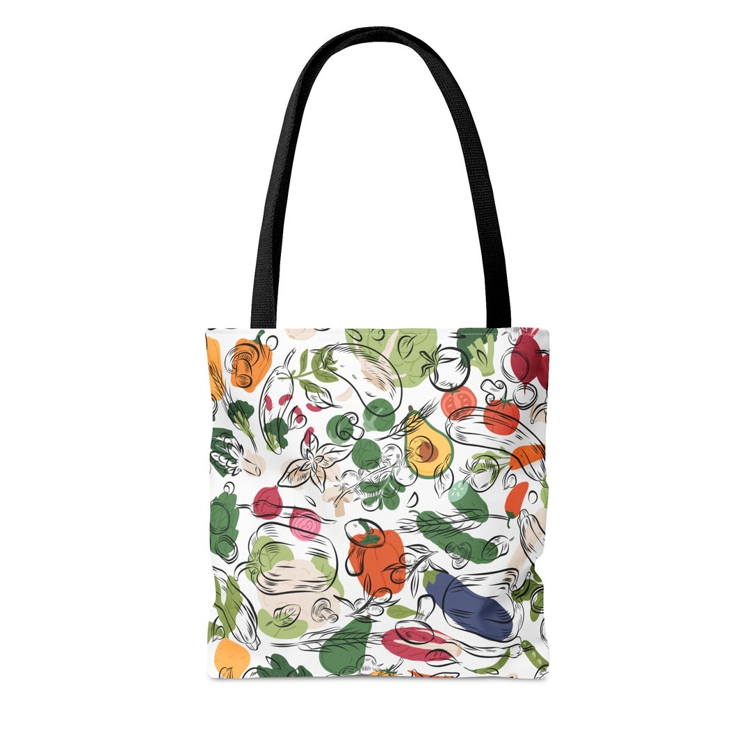 Fruit and Veggie Tote Bag, Pattern Tote Bag, Gift for Fruit Lover ...