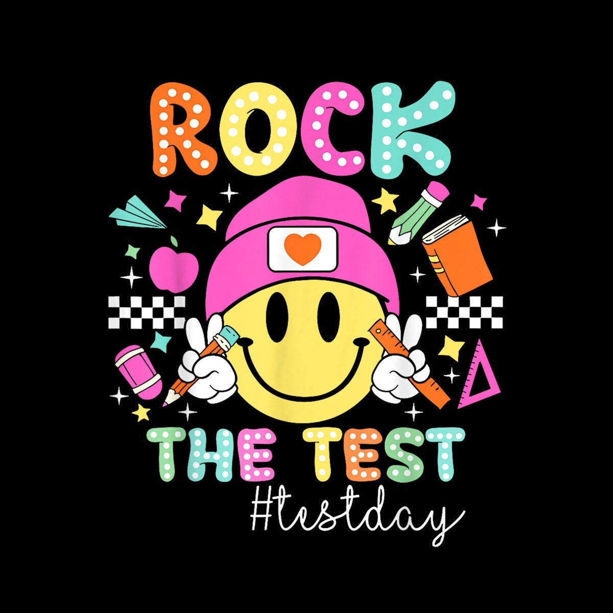 Funny Rock the Test Testing Day Teacher Student Motivational PNG. - Etsy