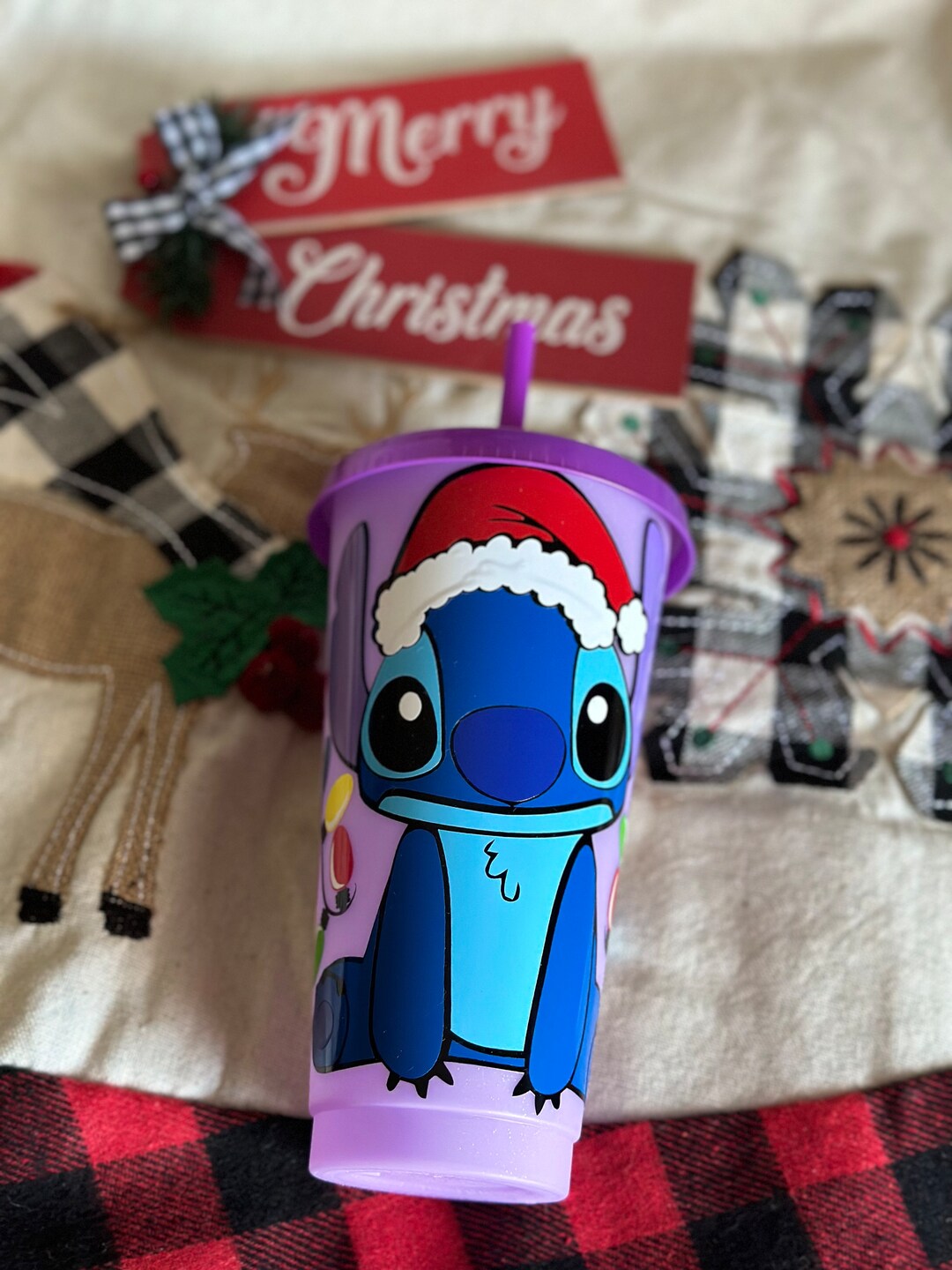 Stitch Christmas Cup: Reusable 24oz, Color Change Cup - Etsy