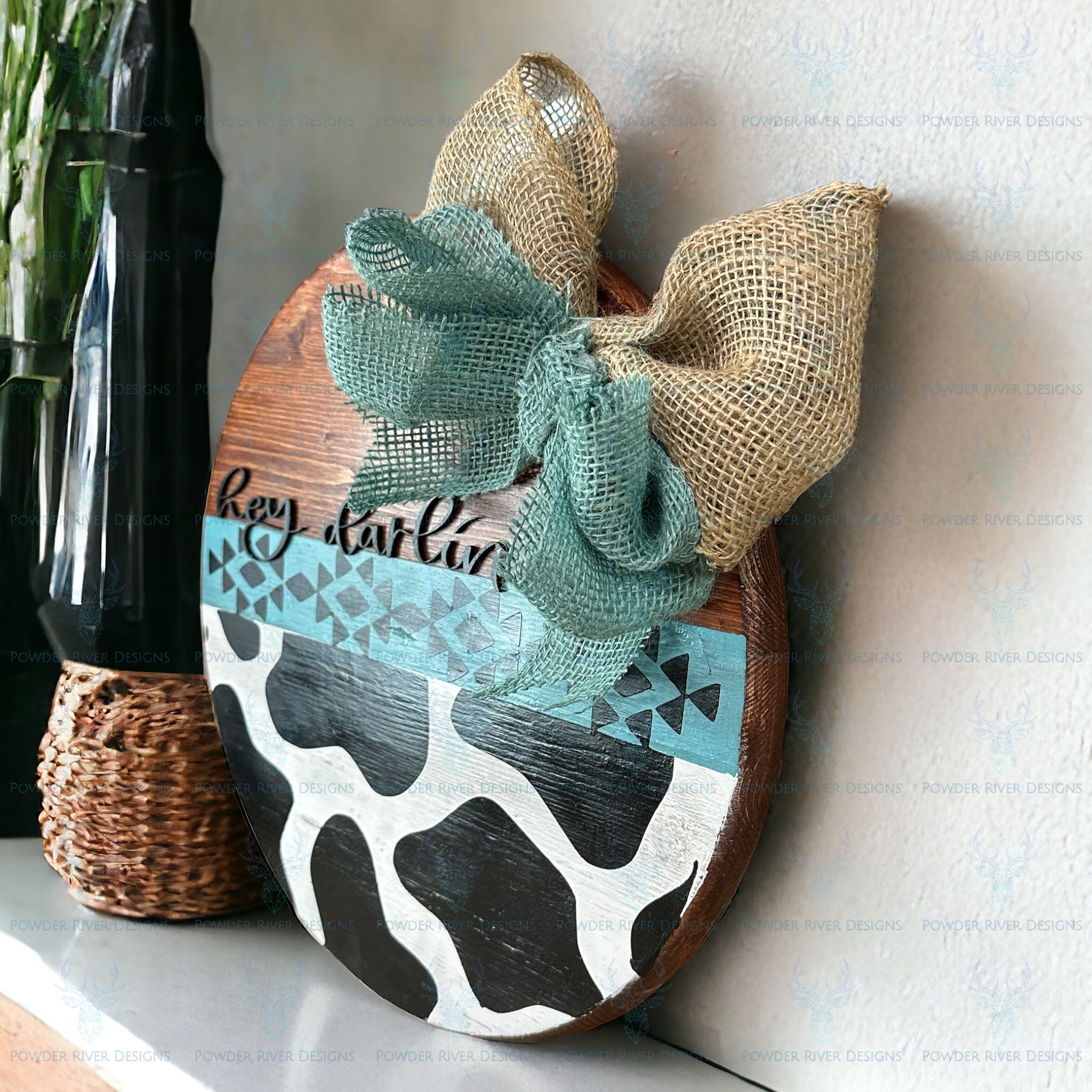 Cow Aztec Print Door Hanger - Etsy