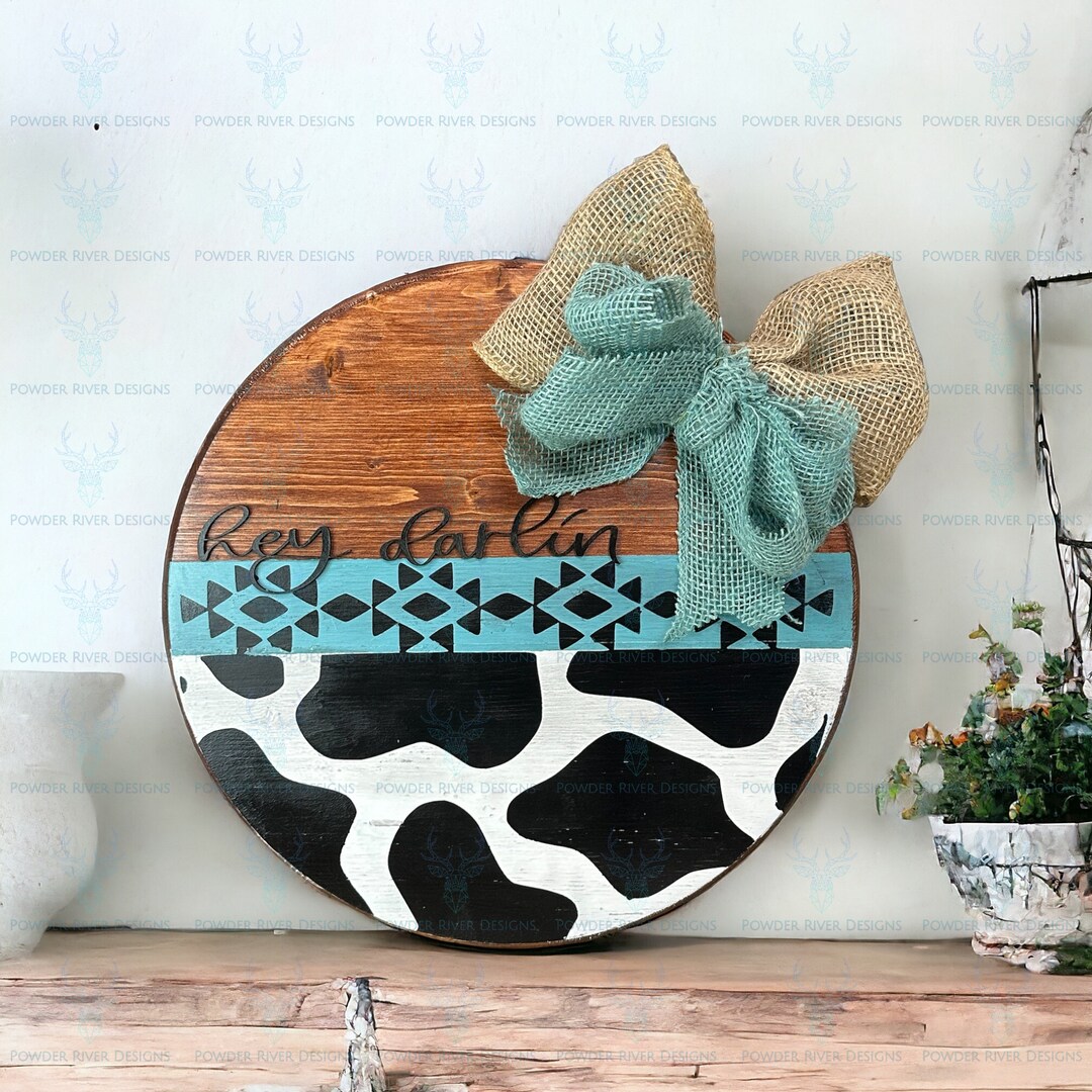 Cow Aztec Print Door Hanger - Etsy