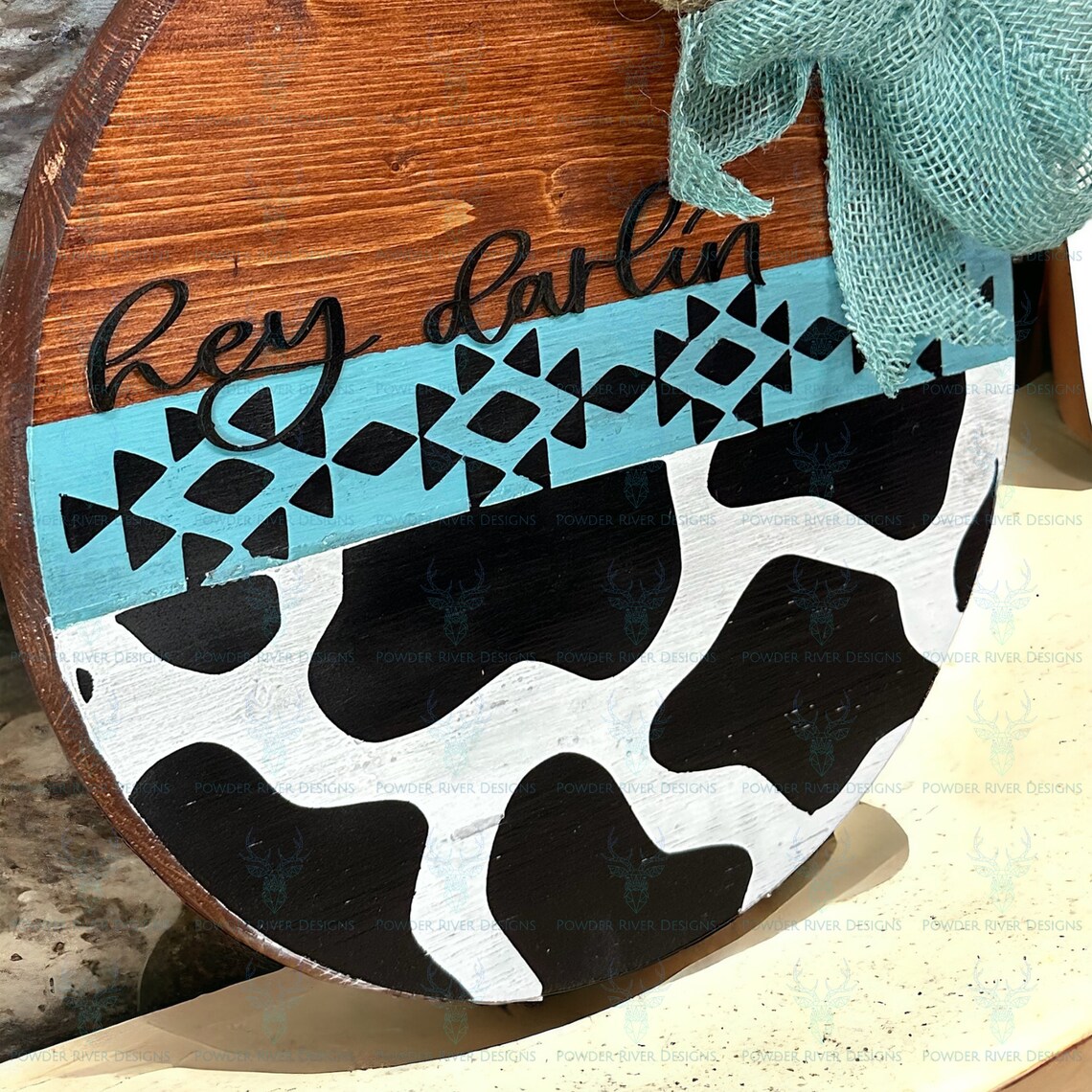 Cow Aztec Print Door Hanger - Etsy