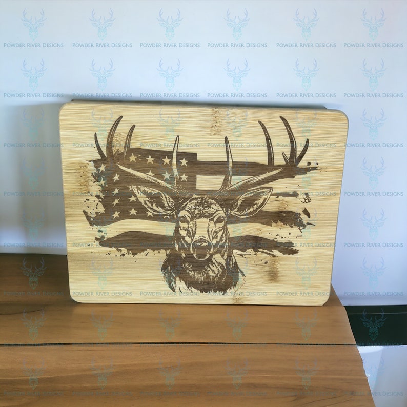 Patriotic Deer Bamboo Cutting Board - Etsy