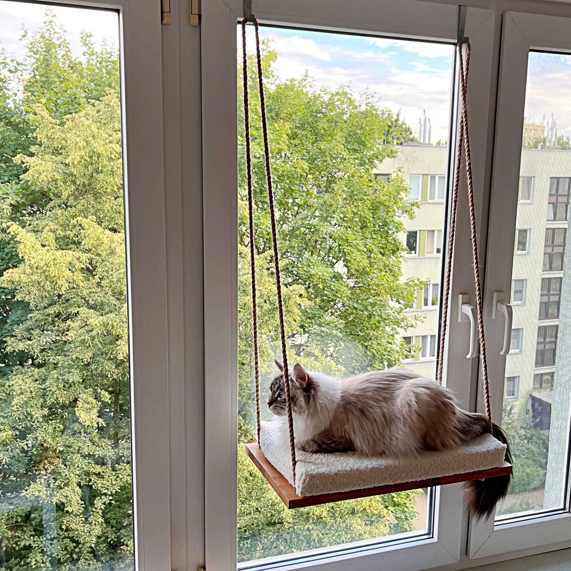 Cat Window Perch Cat Hammock Light Oak Cat Window Bed Wood - Etsy