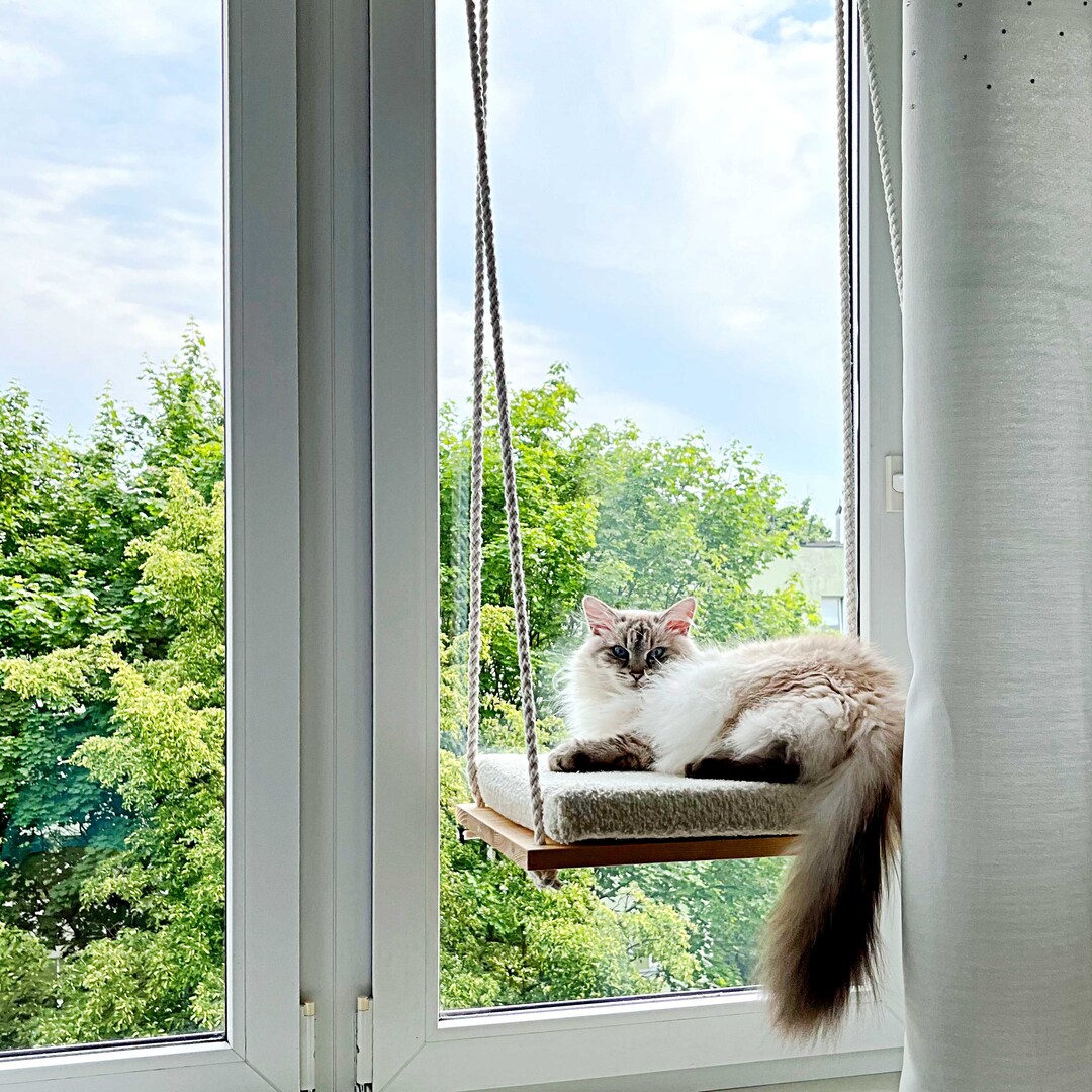 Soft Cat Window Perch, Cat Hammock, Cat Window Bed, Wood Cat Shelves ...