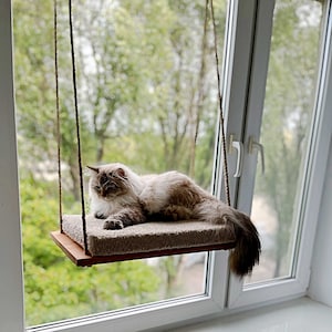 Cat Window Perch ''light Oak'', Cat Hammock, Cat Window Bed, Wood Cat ...