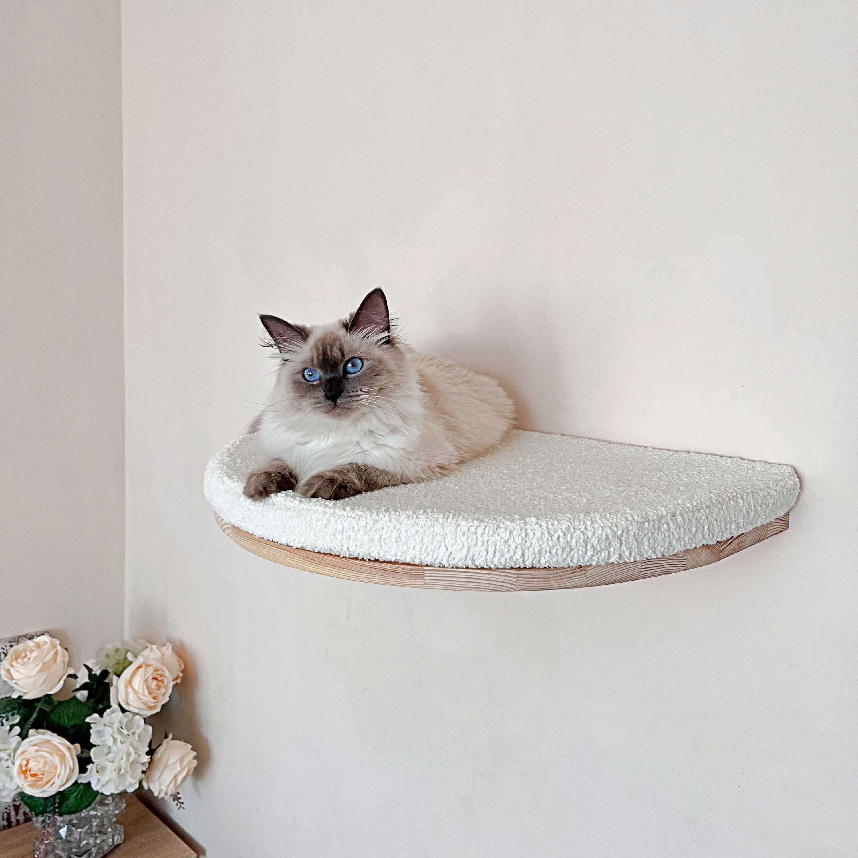 Beige Cat Wall Shelf, Wood Cat Shelves, Cat Bed, Minimalistic Pet ...