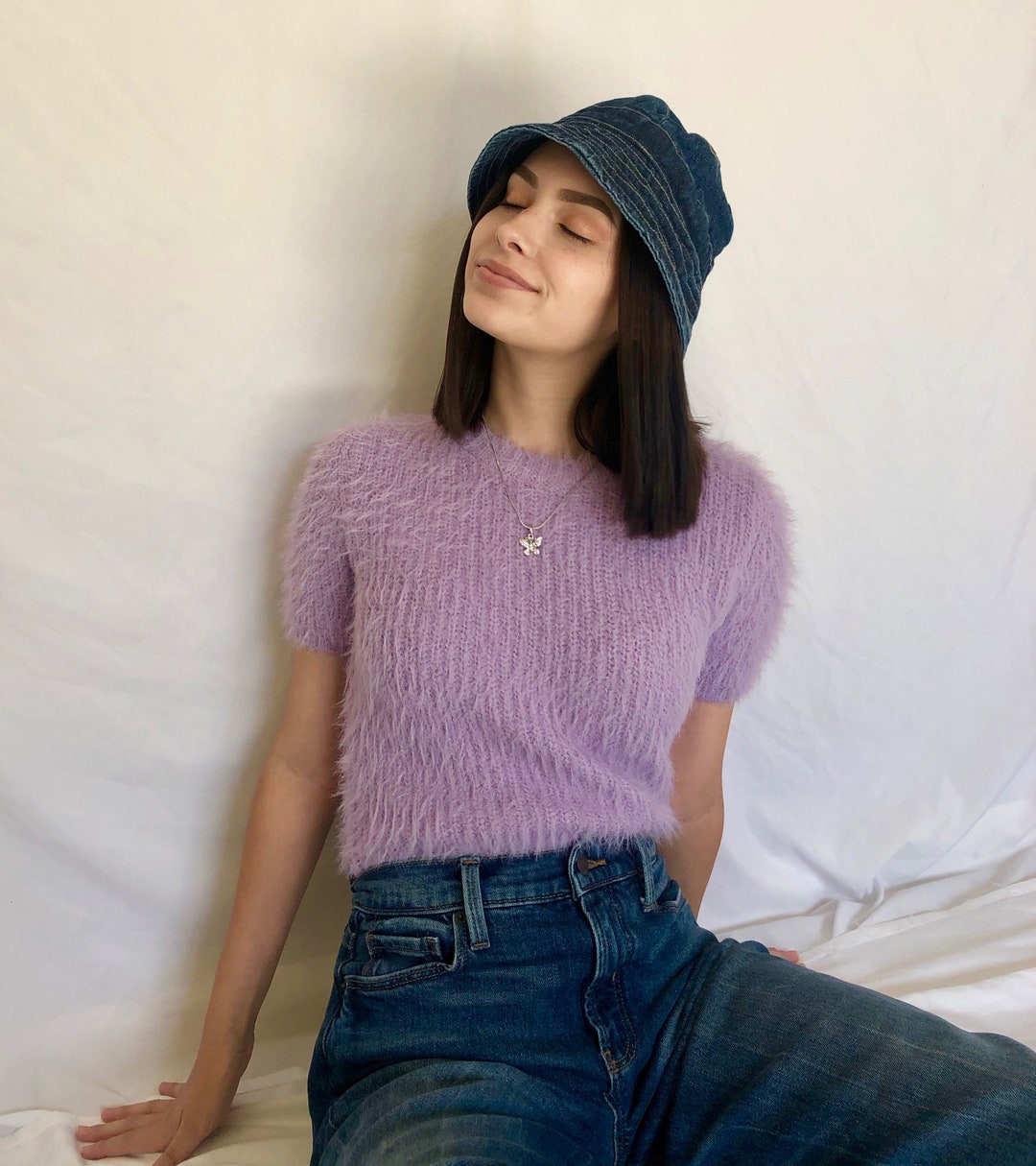 Fuzzy Purple Top Faux Fur Top Fluffy Knit Top Festival - Etsy